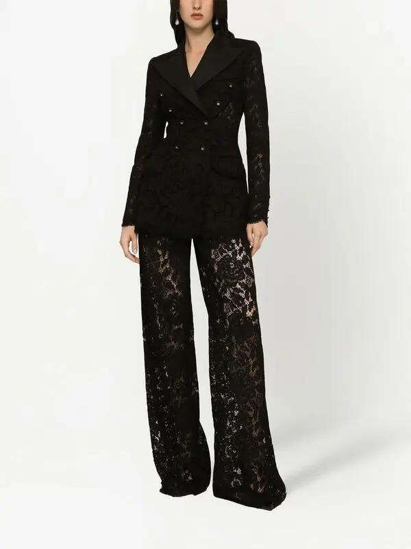 Dolce & Gabbana Floral Lace Tailored Trousers - Black