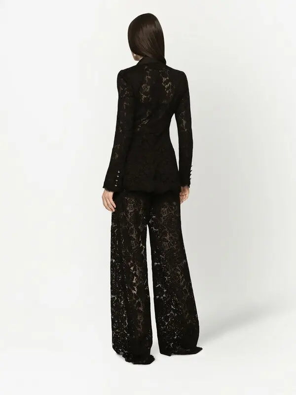 Dolce & Gabbana Floral Lace Tailored Trousers - Black