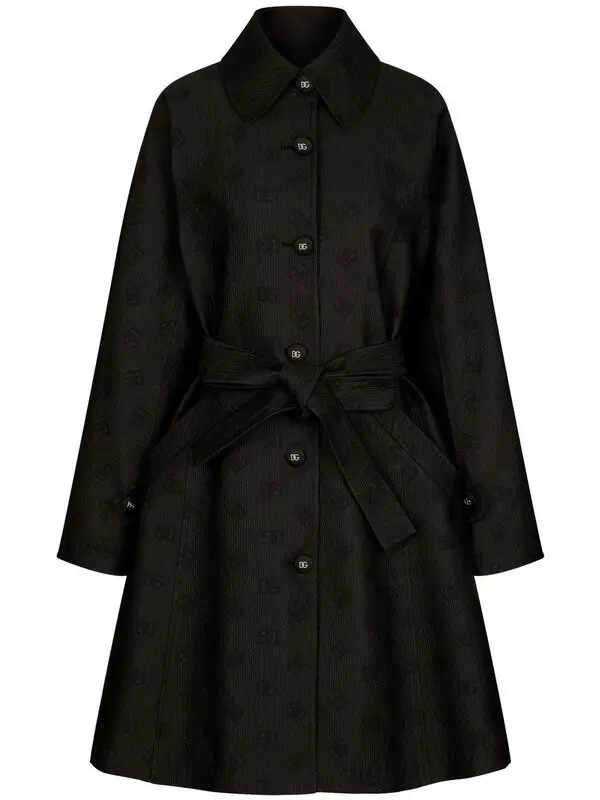 Dolce & Gabbana Dg-logo Jacquard Belted Trench Coat