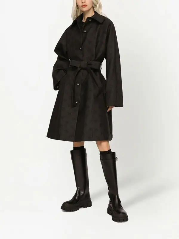 Dolce & Gabbana Dg-logo Jacquard Belted Trench Coat