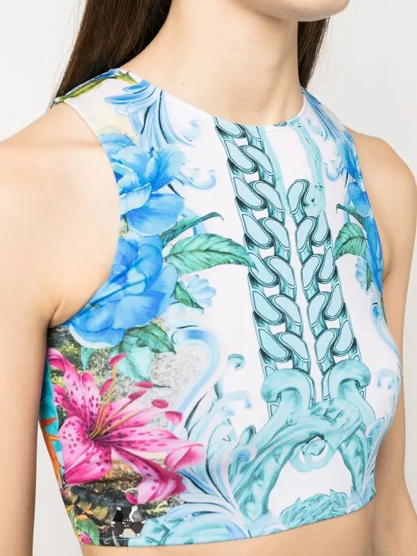 Philipp Plein Hawaii-print Cropped Top
