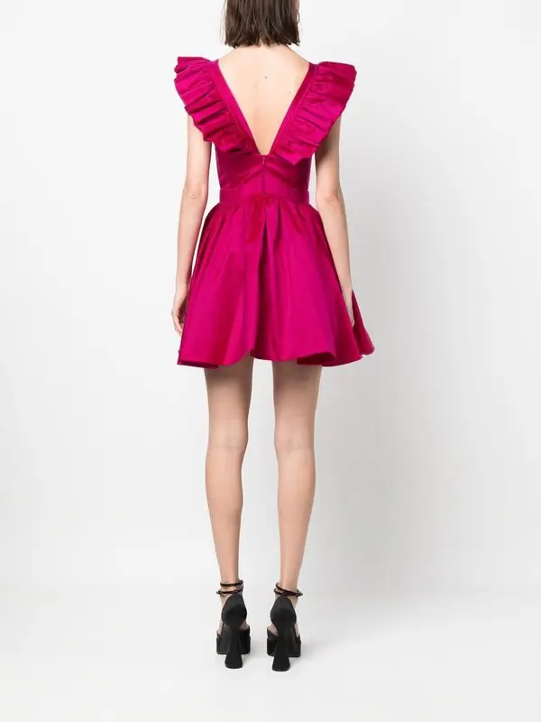 Philipp Plein Ruffled-sleeve Silk Mini Dress - Pink