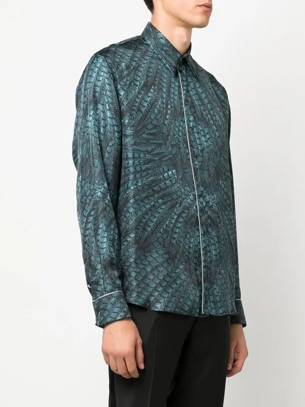 Roberto Cavalli Falcon Print Silk Shirt