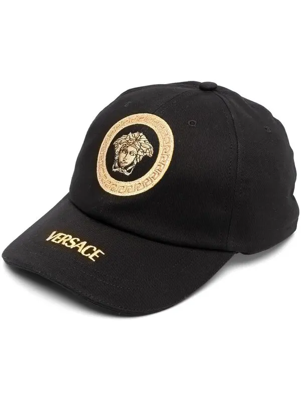 Versace Logo-embroidered Cap - Black