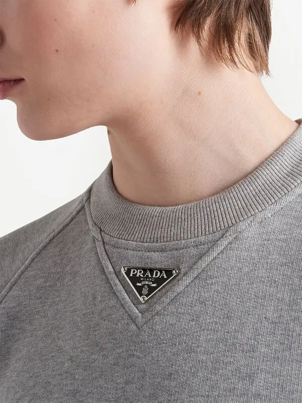 Prada Triangle-Logo Sweatshirt - Grey | Editorialist