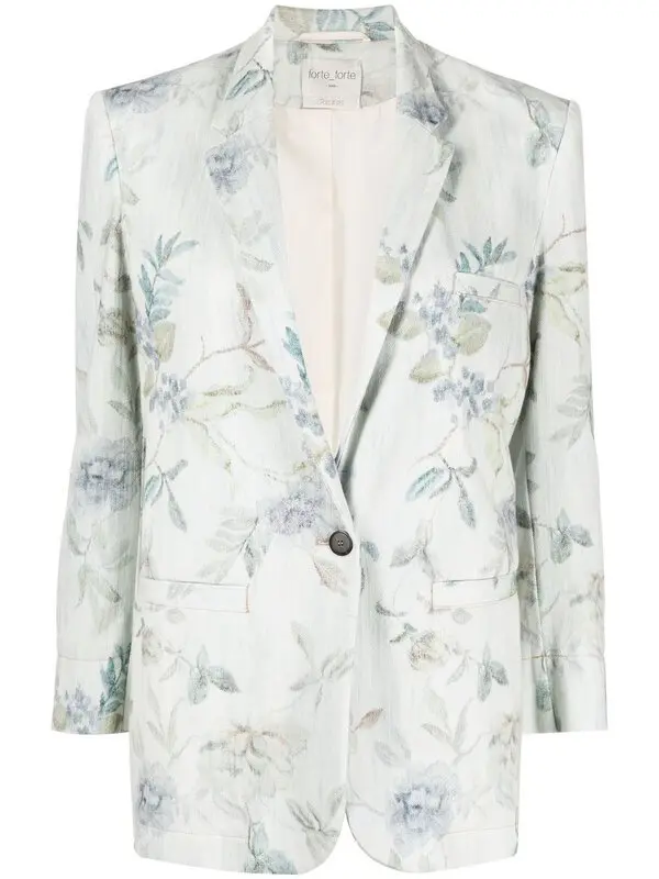 FORTE_FORTE Floral-print Single-breasted Blazer - Neutrals