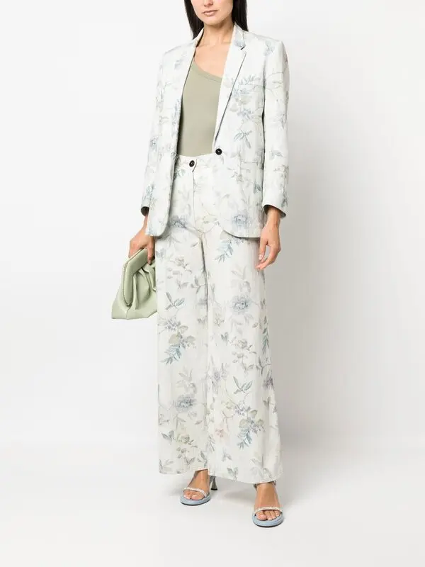 FORTE_FORTE Floral-print Single-breasted Blazer - Neutrals