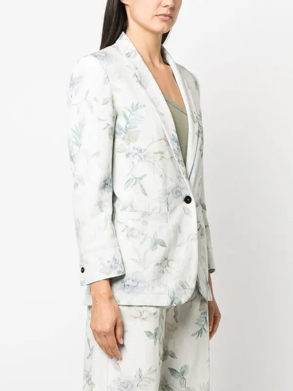 FORTE_FORTE Floral-print Single-breasted Blazer - Neutrals