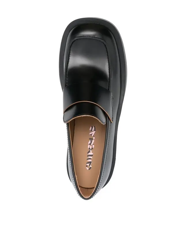 Camper Square-toe Leather Loafers - Black