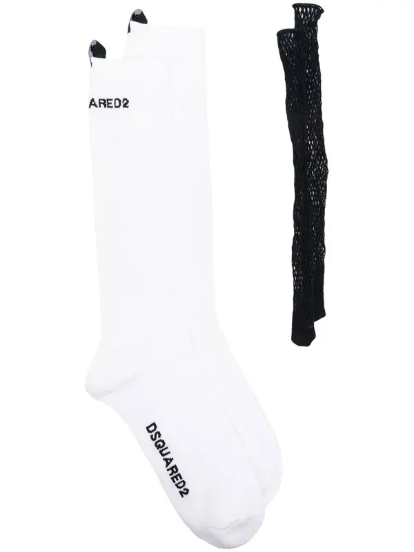 Dsquared2 Logo-print Ribbed Socks - White