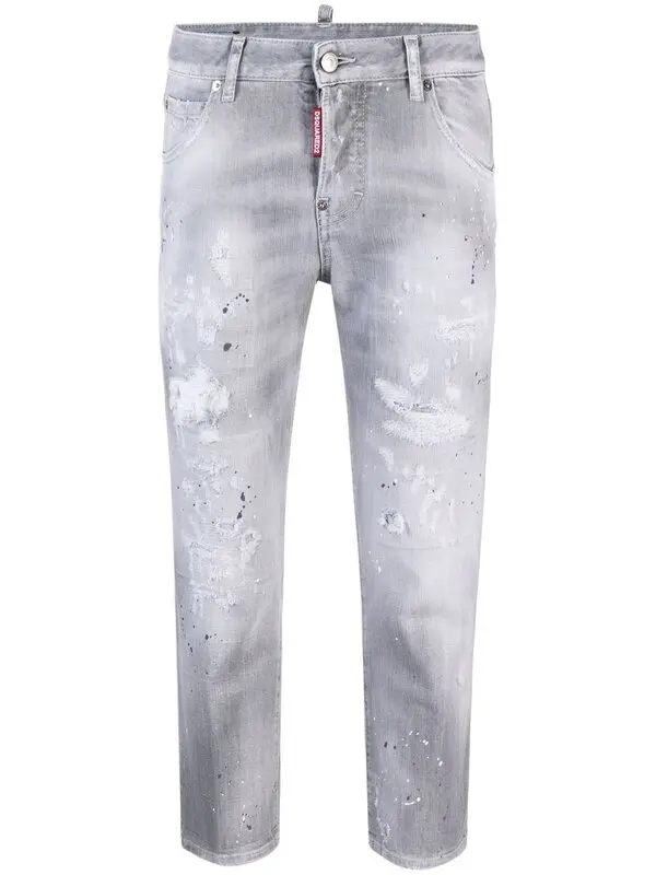 Dsquared2 Distressed Cropped Jeans - Grey
