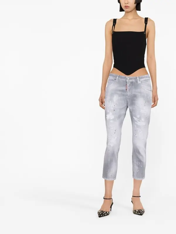 Dsquared2 Distressed Cropped Jeans - Grey