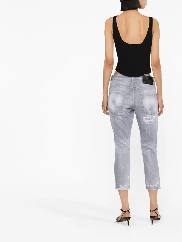 Dsquared2 Distressed Cropped Jeans - Grey