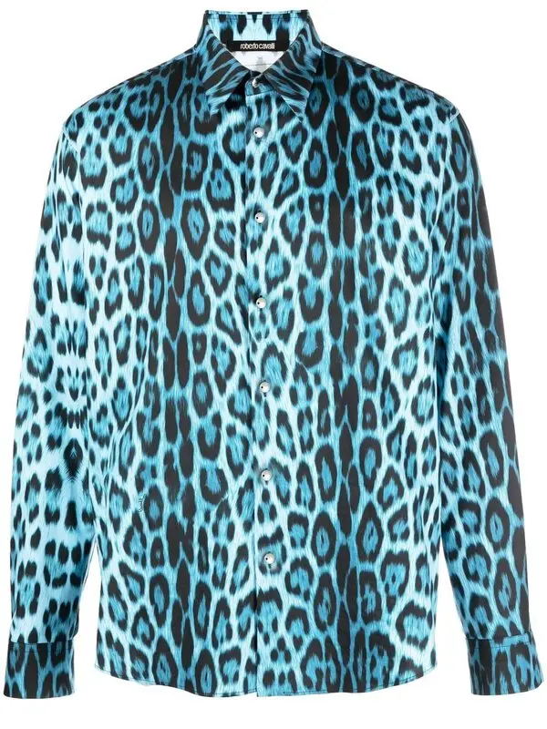 Roberto Cavalli Jaguar Print Cotton Shirt