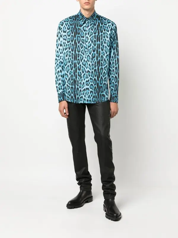 Roberto Cavalli Jaguar Print Cotton Shirt