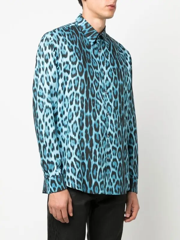 Roberto Cavalli Jaguar Print Cotton Shirt