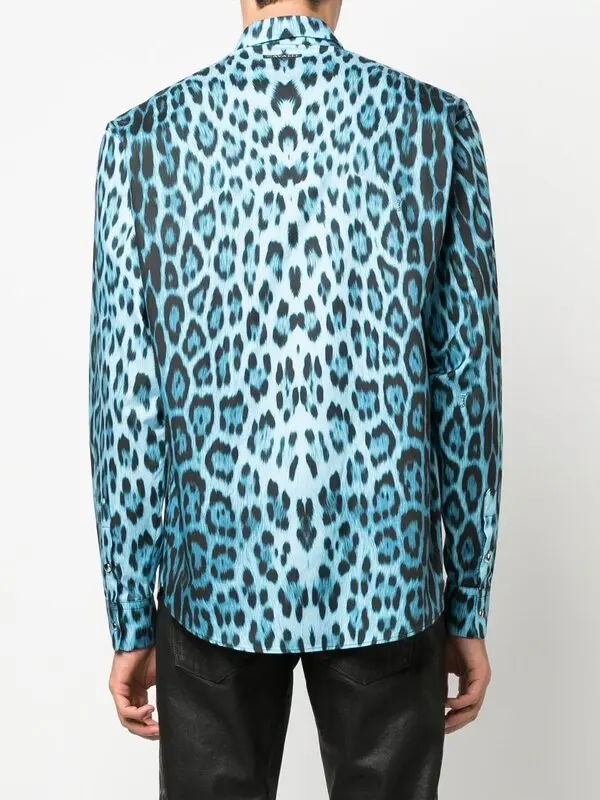 Roberto Cavalli Jaguar Print Cotton Shirt