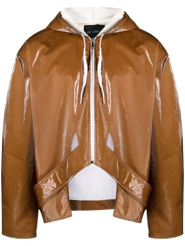 AV VATTEV High-shine Zip-up Jacket - Brown