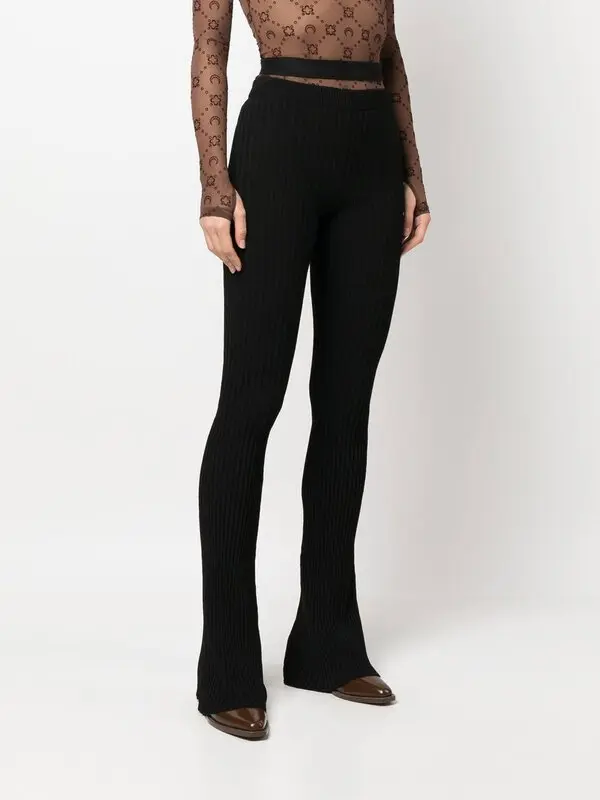 ANDREĀDAMO Cut-out Ribbed-knit Trousers - Black