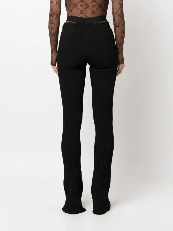 ANDREĀDAMO Cut-out Ribbed-knit Trousers - Black