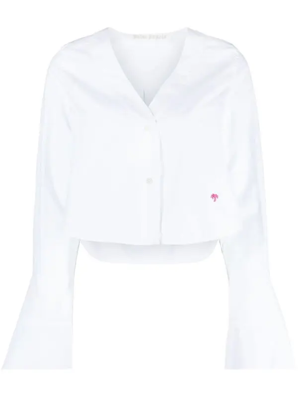 Palm Angels Flute-sleeves Cropped Shirt