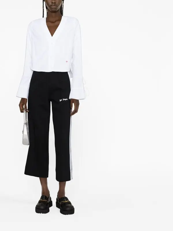 Palm Angels Flute-sleeves Cropped Shirt