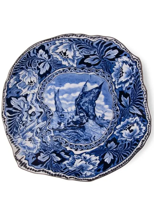 SELETTI Classics On Acid Mastricht Ship Dinner Plate - Blue