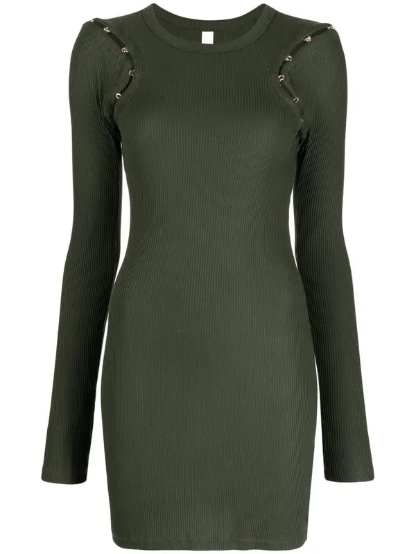 DION LEE Hook & Eye Ribbed Dress - Green