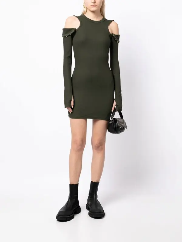 DION LEE Hook & Eye Ribbed Dress - Green