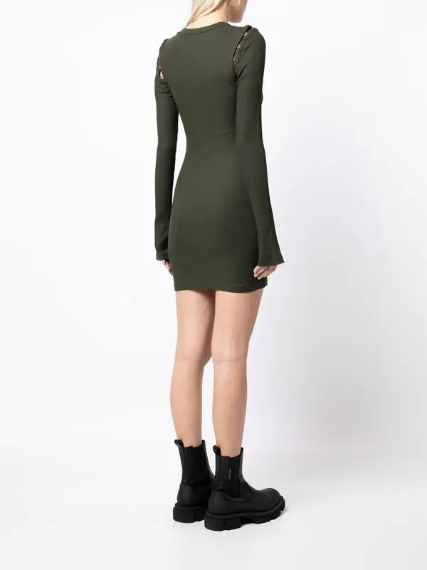 DION LEE Hook & Eye Ribbed Dress - Green