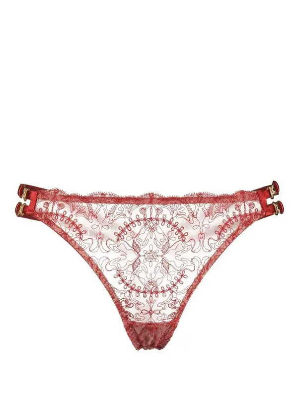 BORDELLE Cymatic Sheer-lace Thong - Red