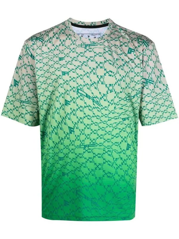 Off-White Arrows-print Ombré-effect T-shirt - Green