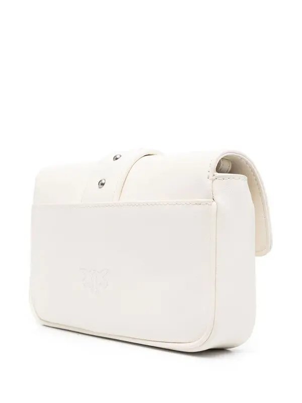 Pinko Small Love One Pocket Crossbody Bag In Bovine Leather With Silver-tone Hardware - White