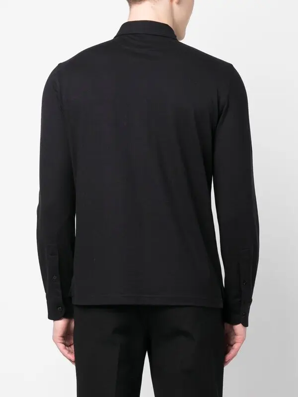 TOM FORD Button-front Long-sleeved Polo Shirt - Black