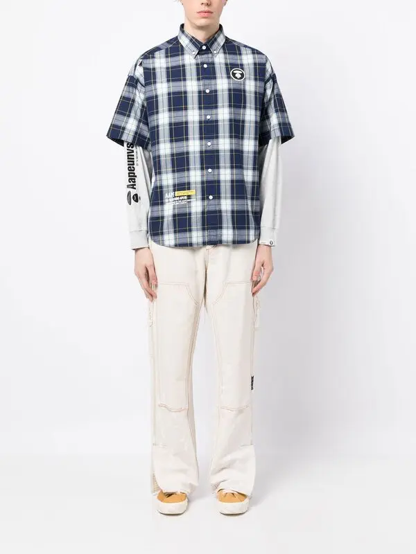 AAPE BY *A BATHING APE Layered Plaid-check Print Shirt