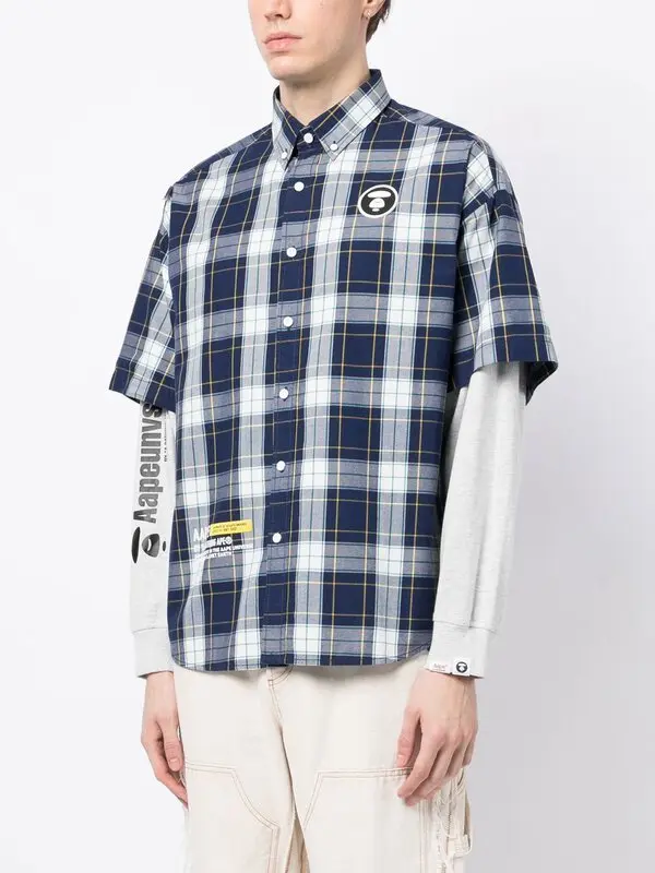 AAPE BY *A BATHING APE Layered Plaid-check Print Shirt