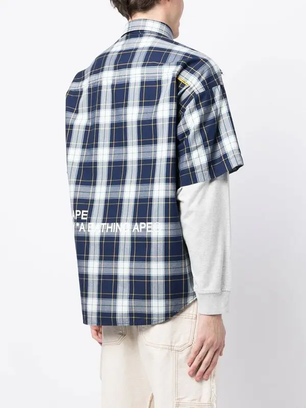 AAPE BY *A BATHING APE Layered Plaid-check Print Shirt
