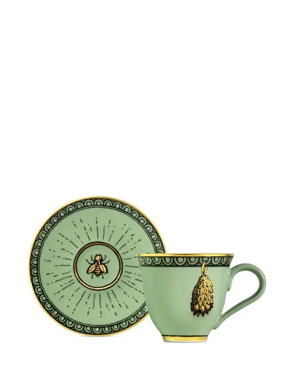 Gucci Odissey-Print Tea Cup And Saucer Set - Green | Editorialist