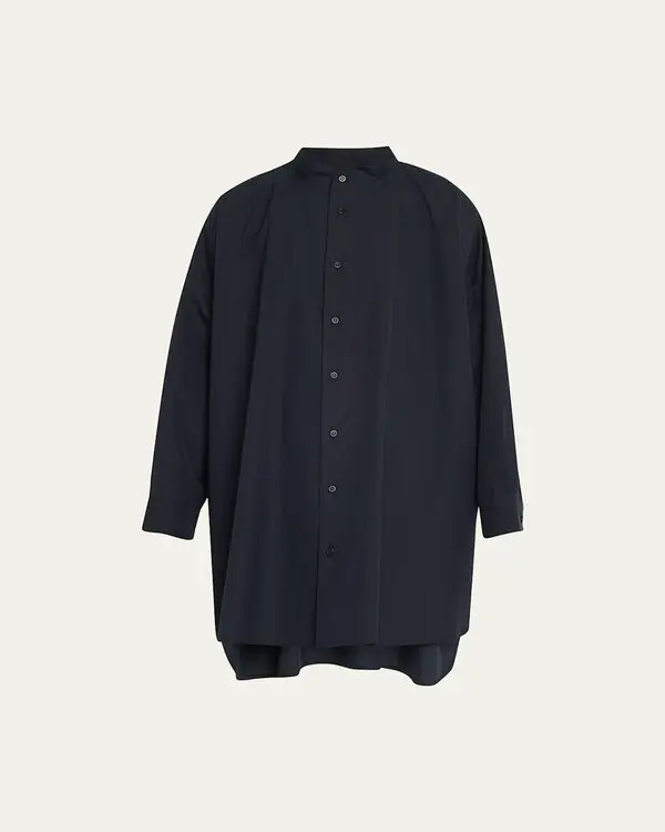 Eskandar Cotton Poplin A-line Shirt - Black