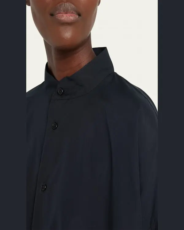 Eskandar Cotton Poplin A-line Shirt - Black