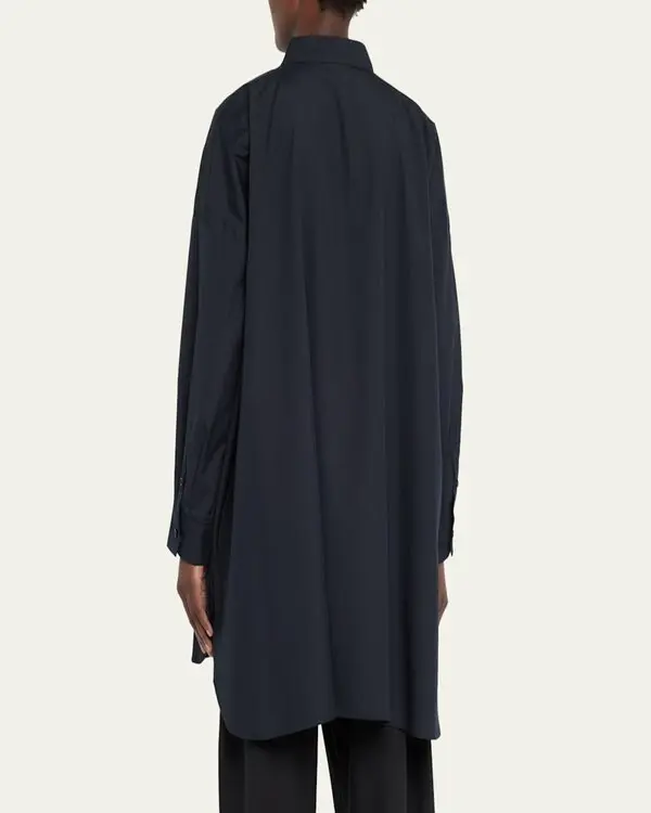 Eskandar Cotton Poplin A-line Shirt - Black