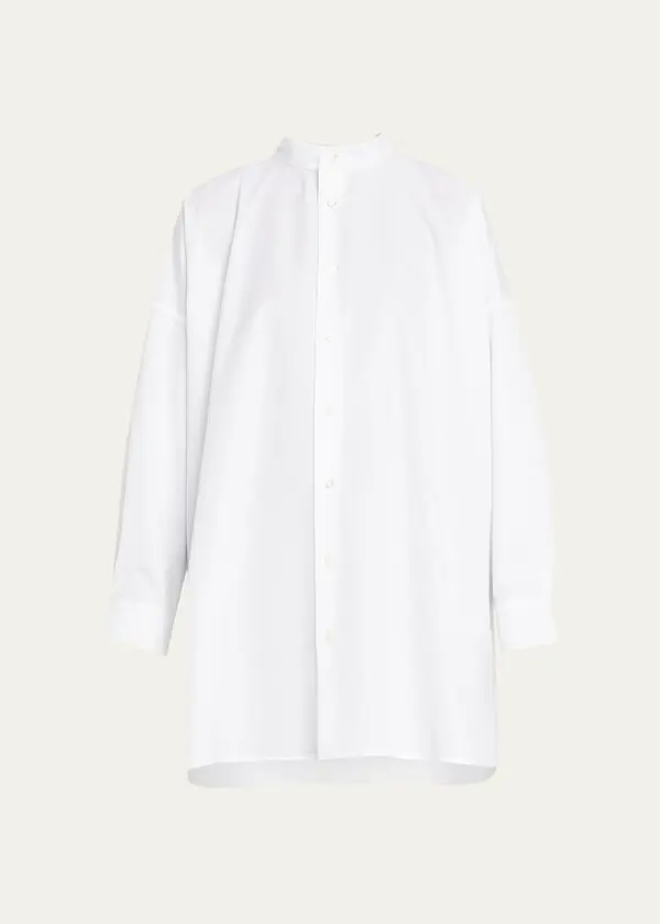 Eskandar Cotton Poplin A-line Shirt - Black