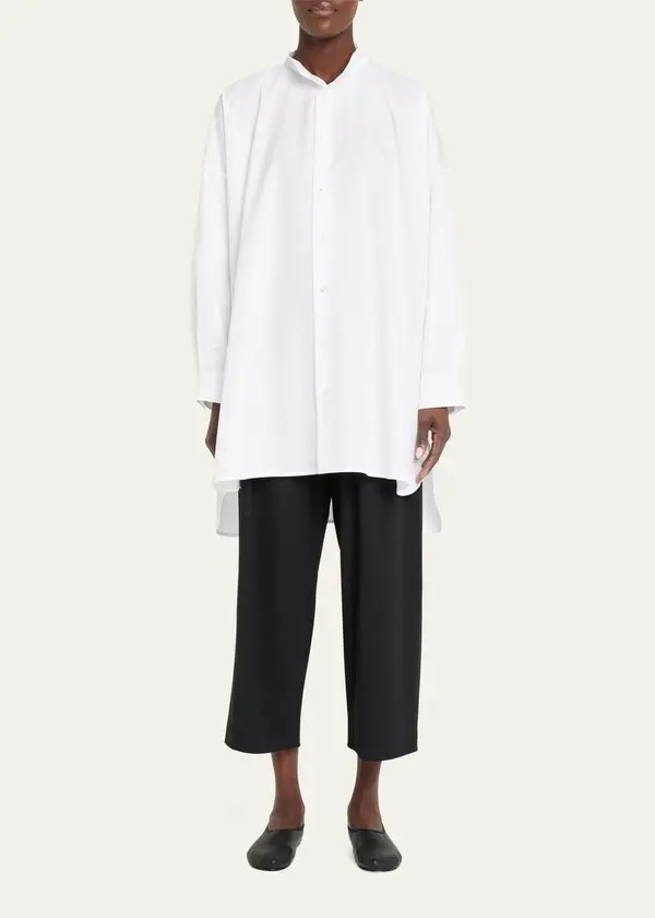 Eskandar Cotton Poplin A-line Shirt - Black
