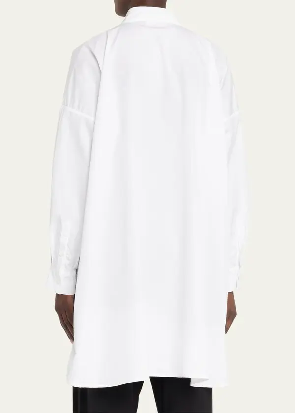 Eskandar Cotton Poplin A-line Shirt - Black
