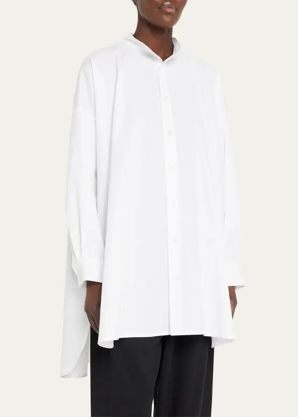 Eskandar Cotton Poplin A-line Shirt - Black