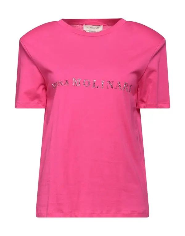 ANNA MOLINARI Printed Cotton T-shirt - Fuchsia
