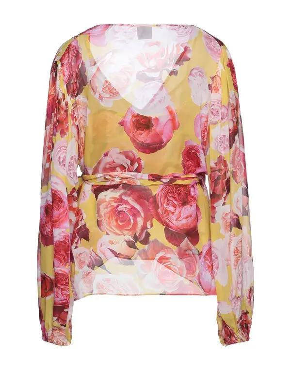 Pinko Floral-print Crepe Top - Yellow