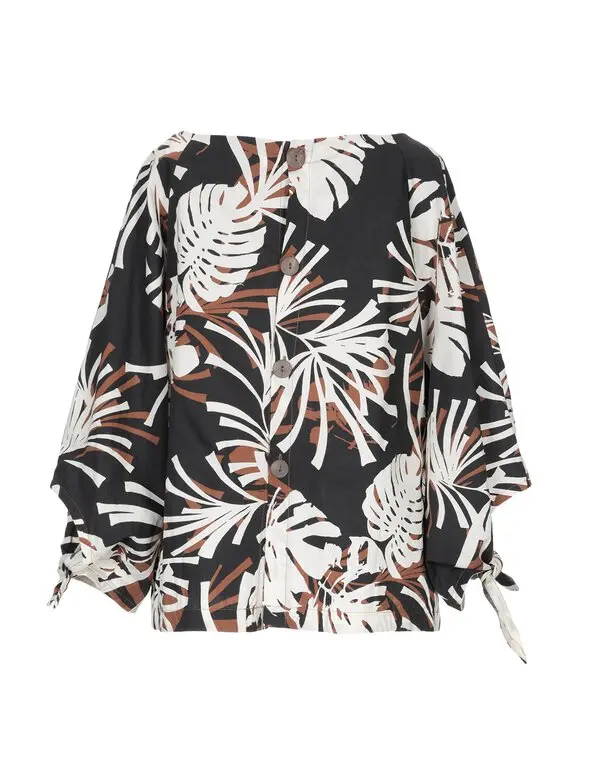 Alpha Studio Floral-print Top - Black