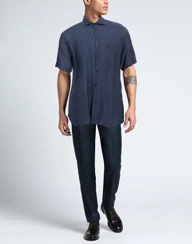 TRUSSARDI Shirt Size Linen - Navy