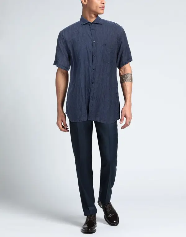 TRUSSARDI Shirt Size Linen - Navy